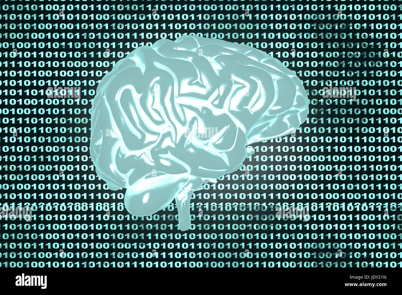 Artificial intelligence and coded brain. 3D rendered Illustration Stock ...