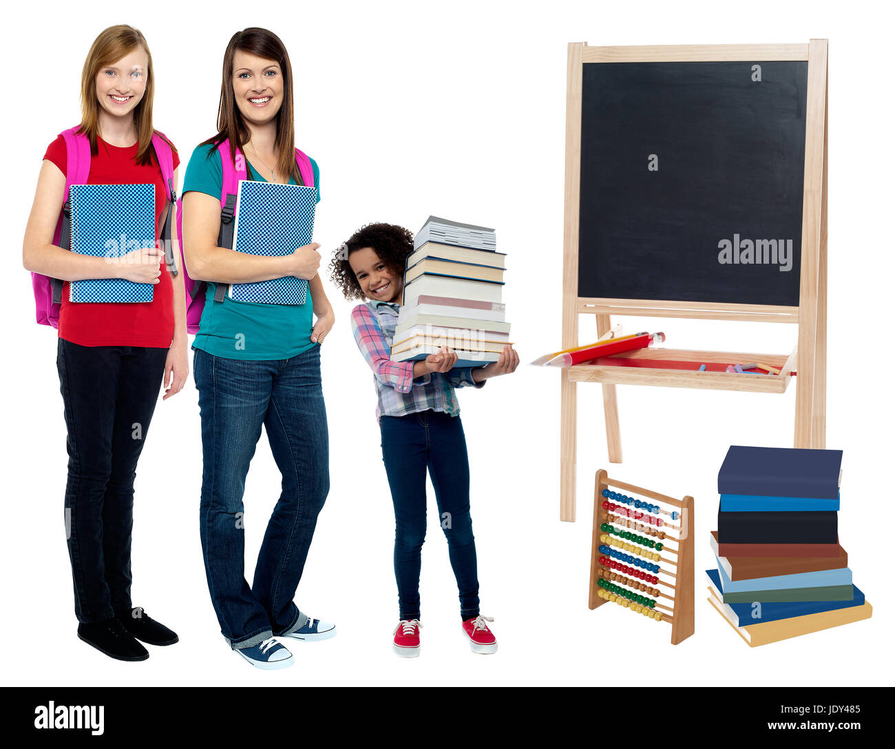 Students carrying textbooks and backpack Stock Photo - Alamy