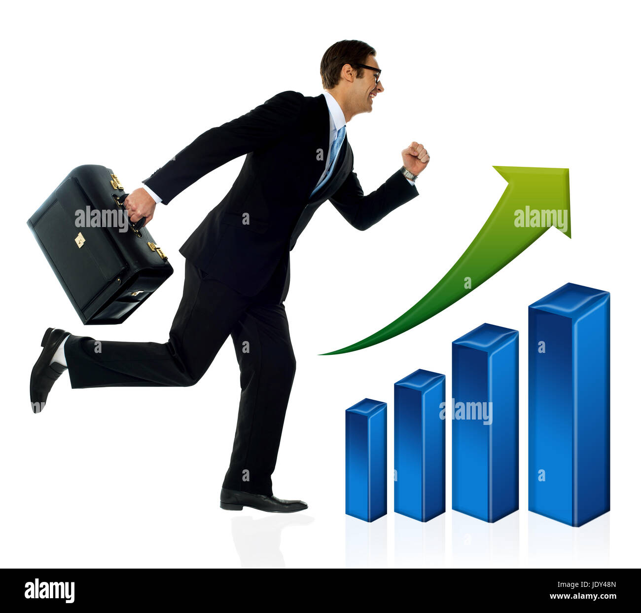 Young businessman in process of achieving growth Stock Photo - Alamy