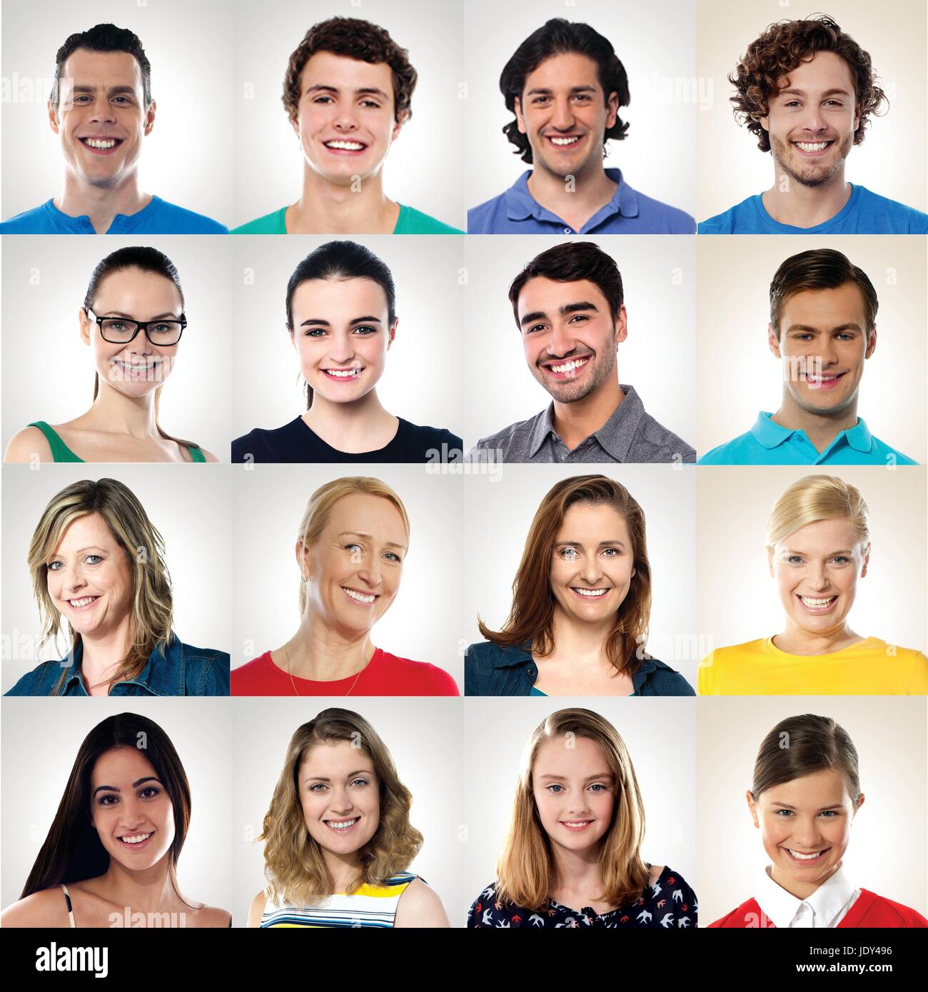 Collection of multiracial group of smiling people Stock Photo - Alamy