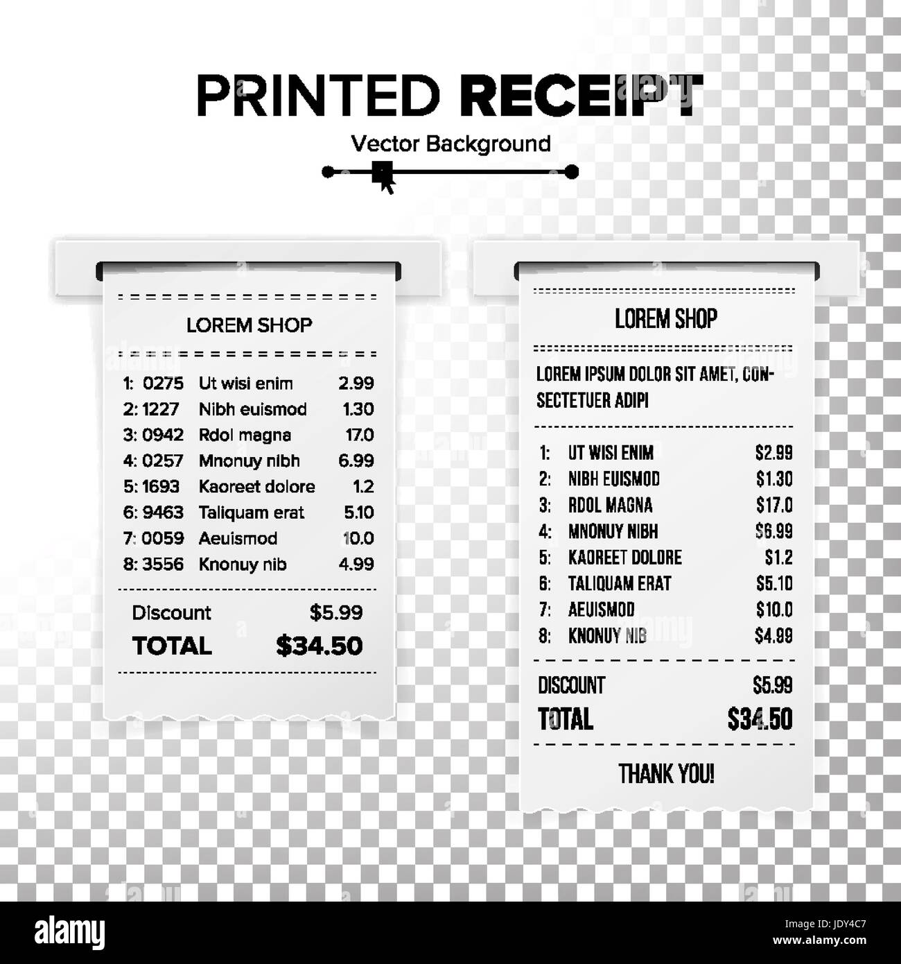 Cash receipt template vector vectors hi-res stock photography and ...