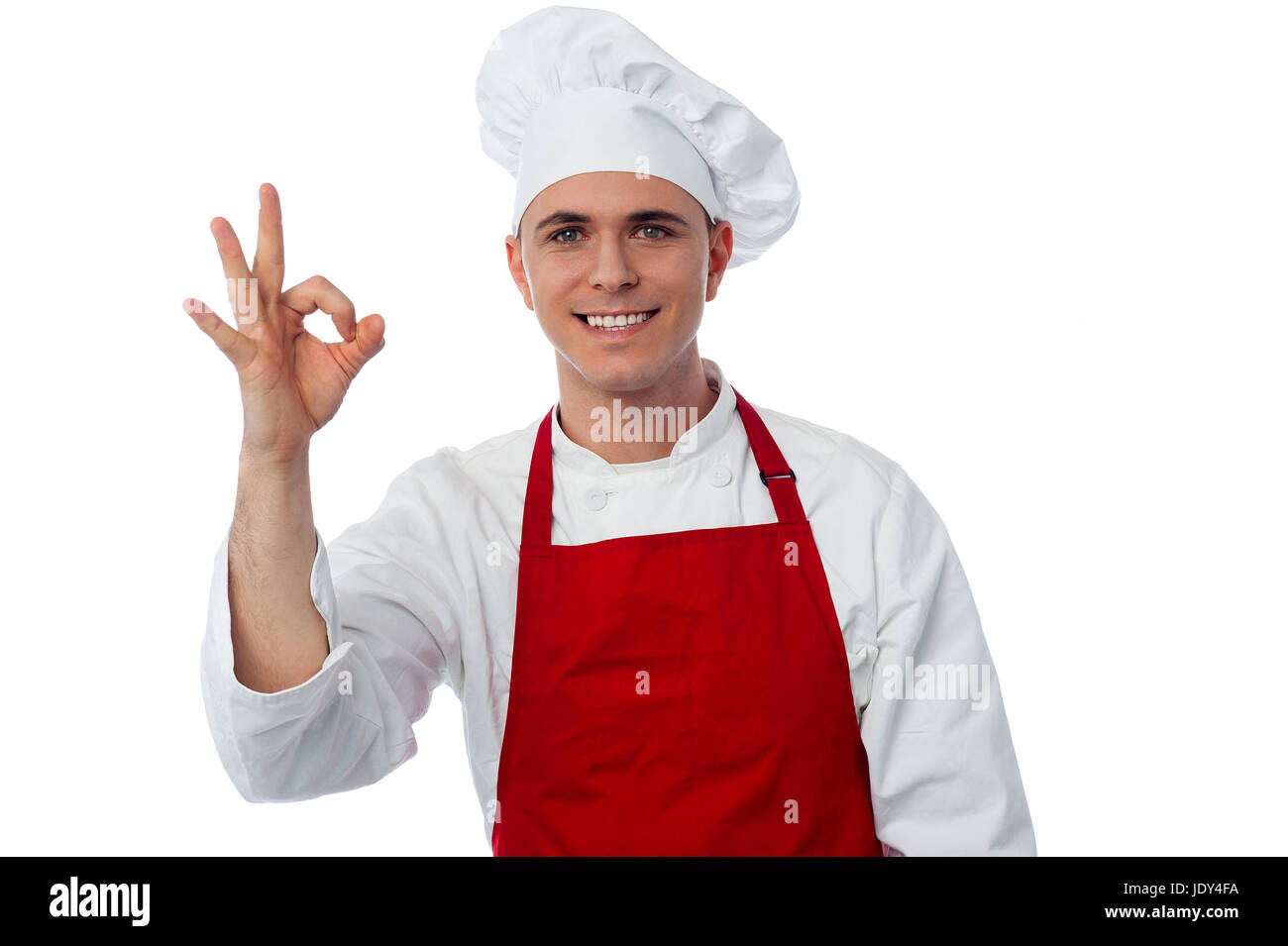 Chef showing hand sign for perfection and excellence Stock Photo - Alamy