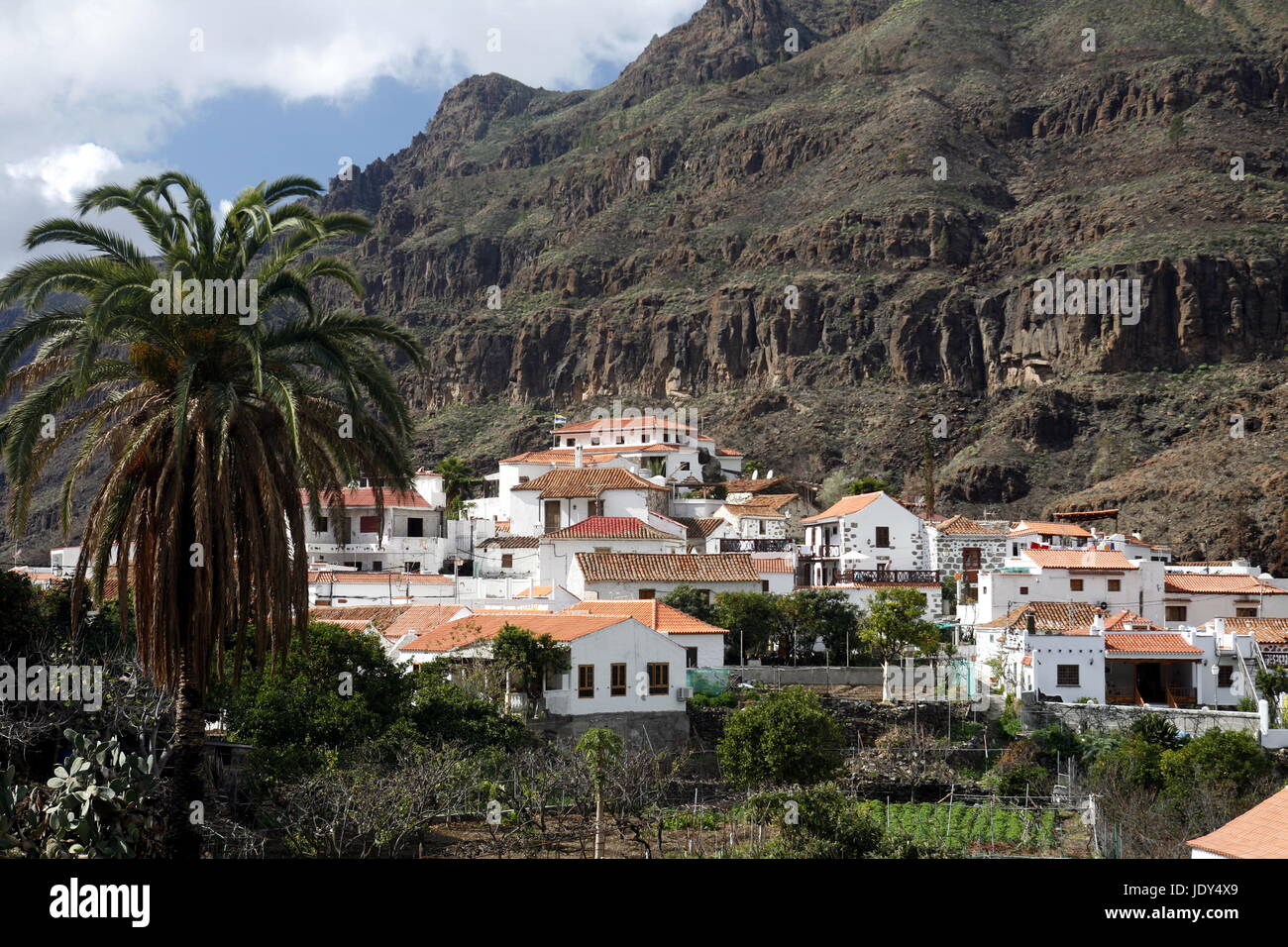 the mountain Village of Fataga in the centre of the Canary Island of ...