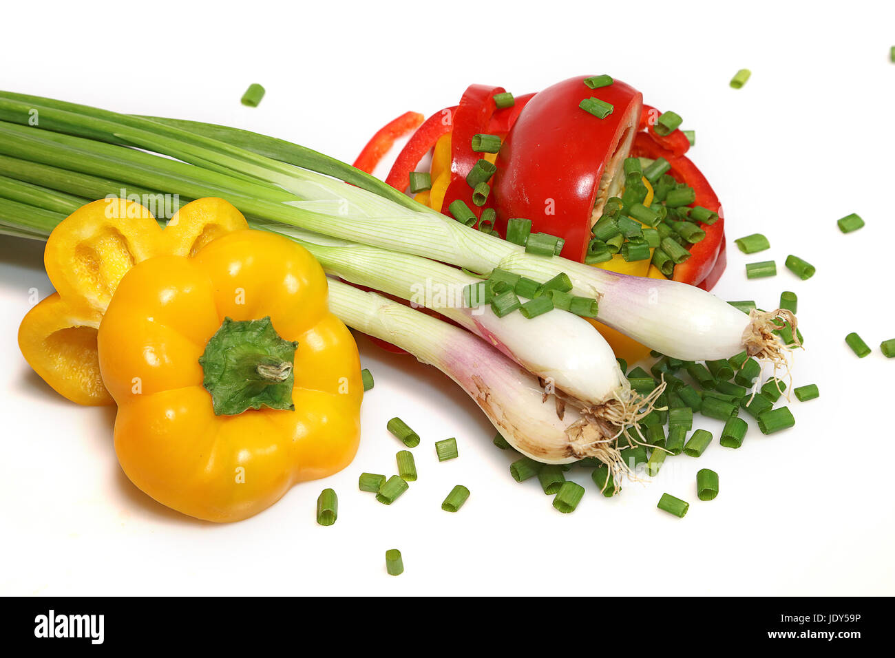 Capsicum and Spring Onion Stock Photo - Alamy