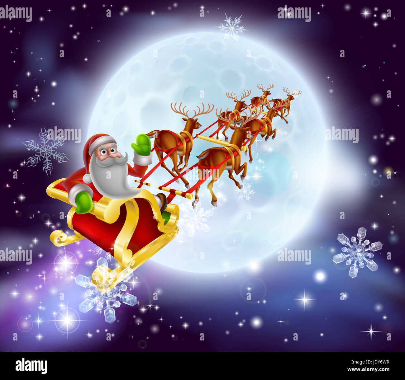 Santa claus in flying sledge hi-res stock photography and images - Alamy