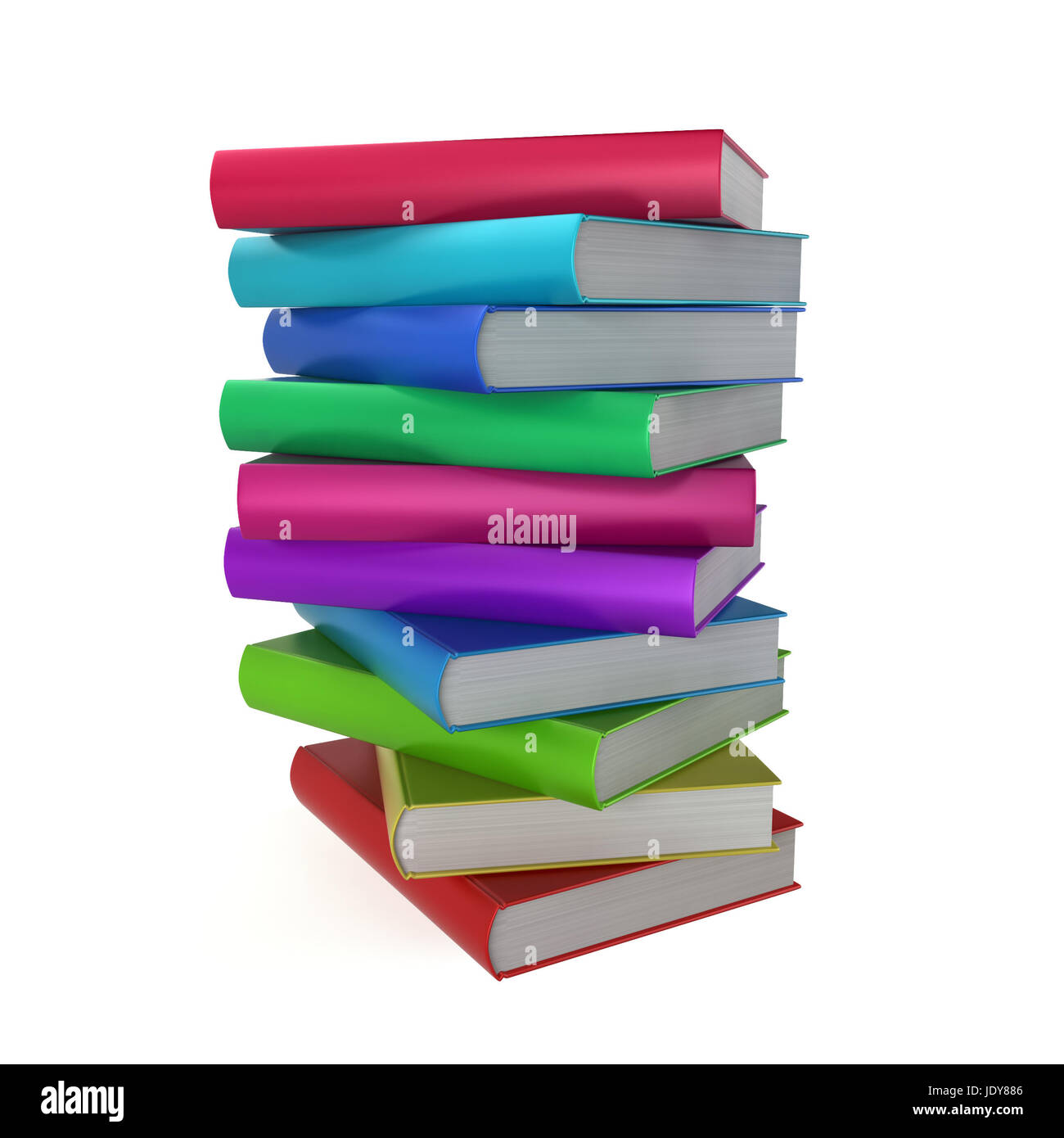 Stack of coloured books. 3d illustration on white background Stock ...