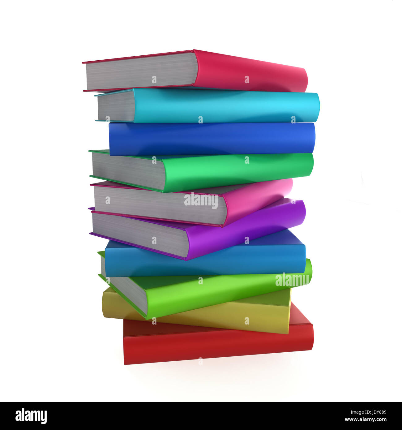 Stack of coloured books. 3d illustration on white background Stock ...