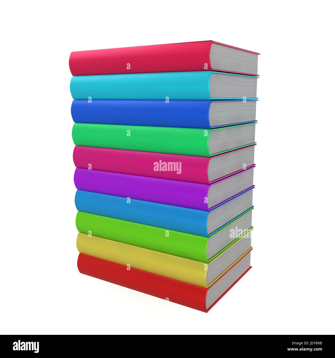Stack of coloured books. 3d illustration on white background Stock ...