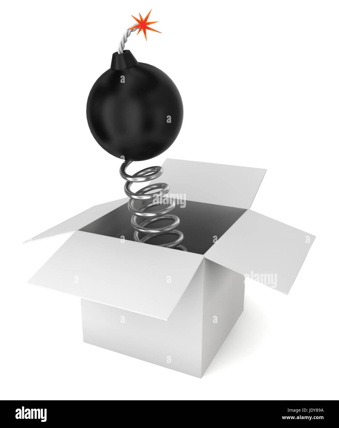 Bomb inside box. 3d illustration on white background Stock Photo - Alamy