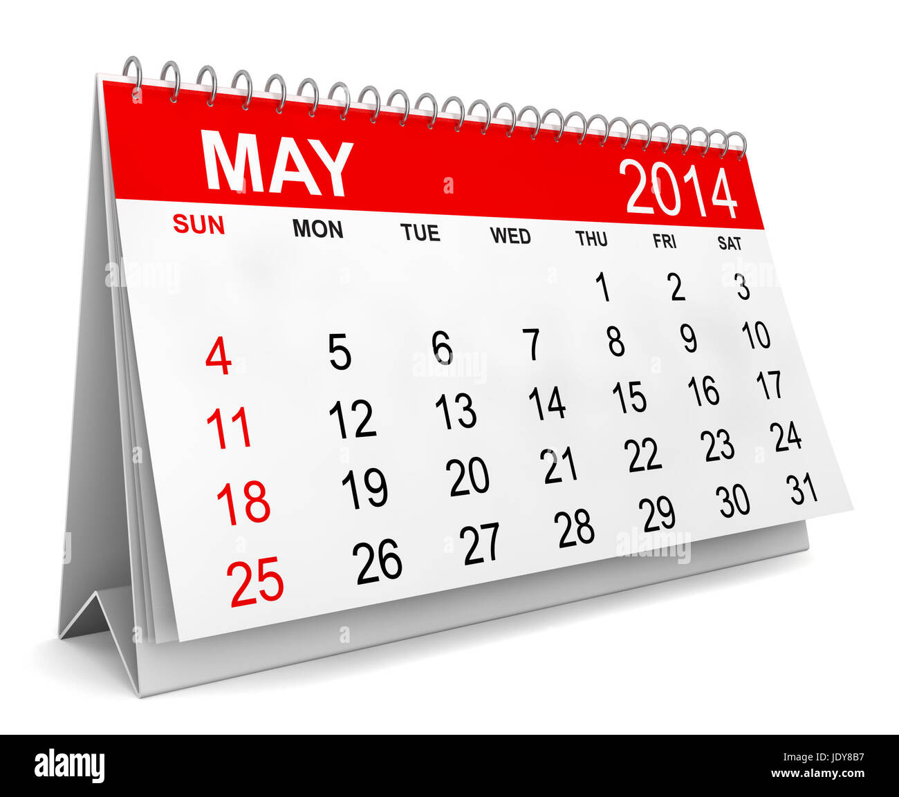 2014 Calendar. Week starts with sunday. 3d illustration on white ...