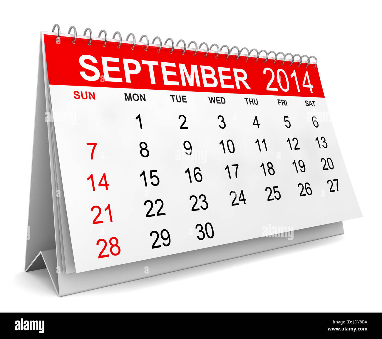 2014 Calendar. Week starts with sunday. 3d illustration on white ...