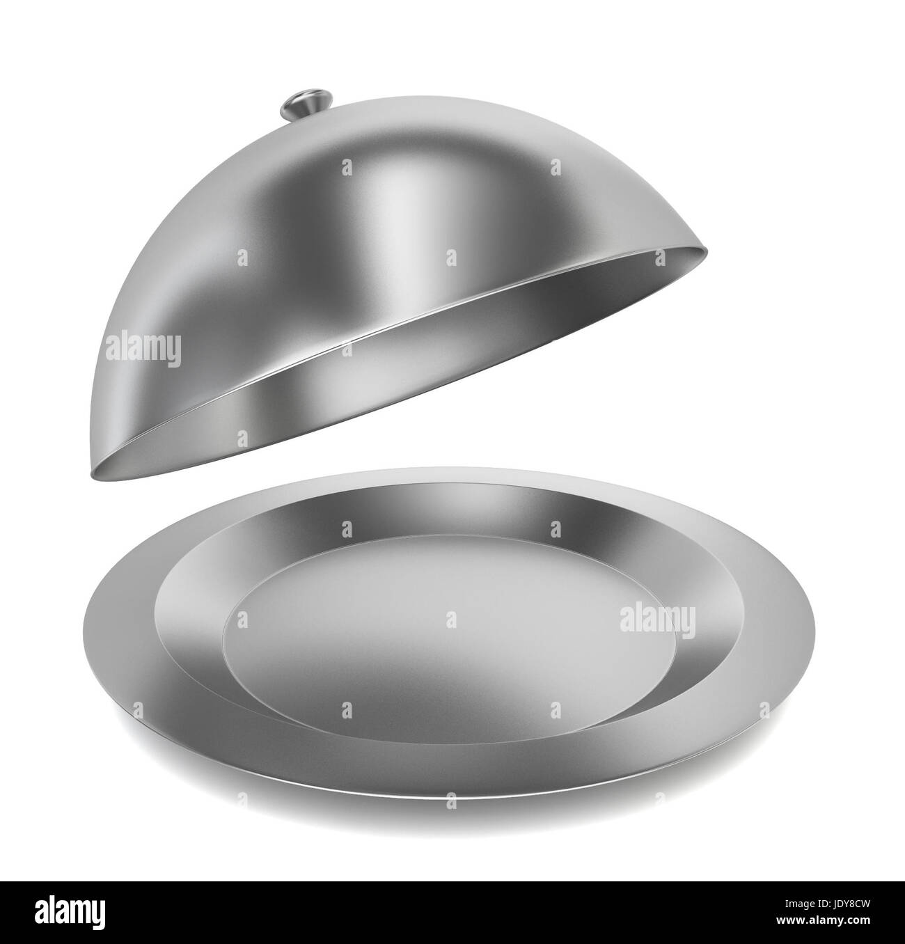 Steel opening cloche. 3d illustration on white background Stock Photo ...