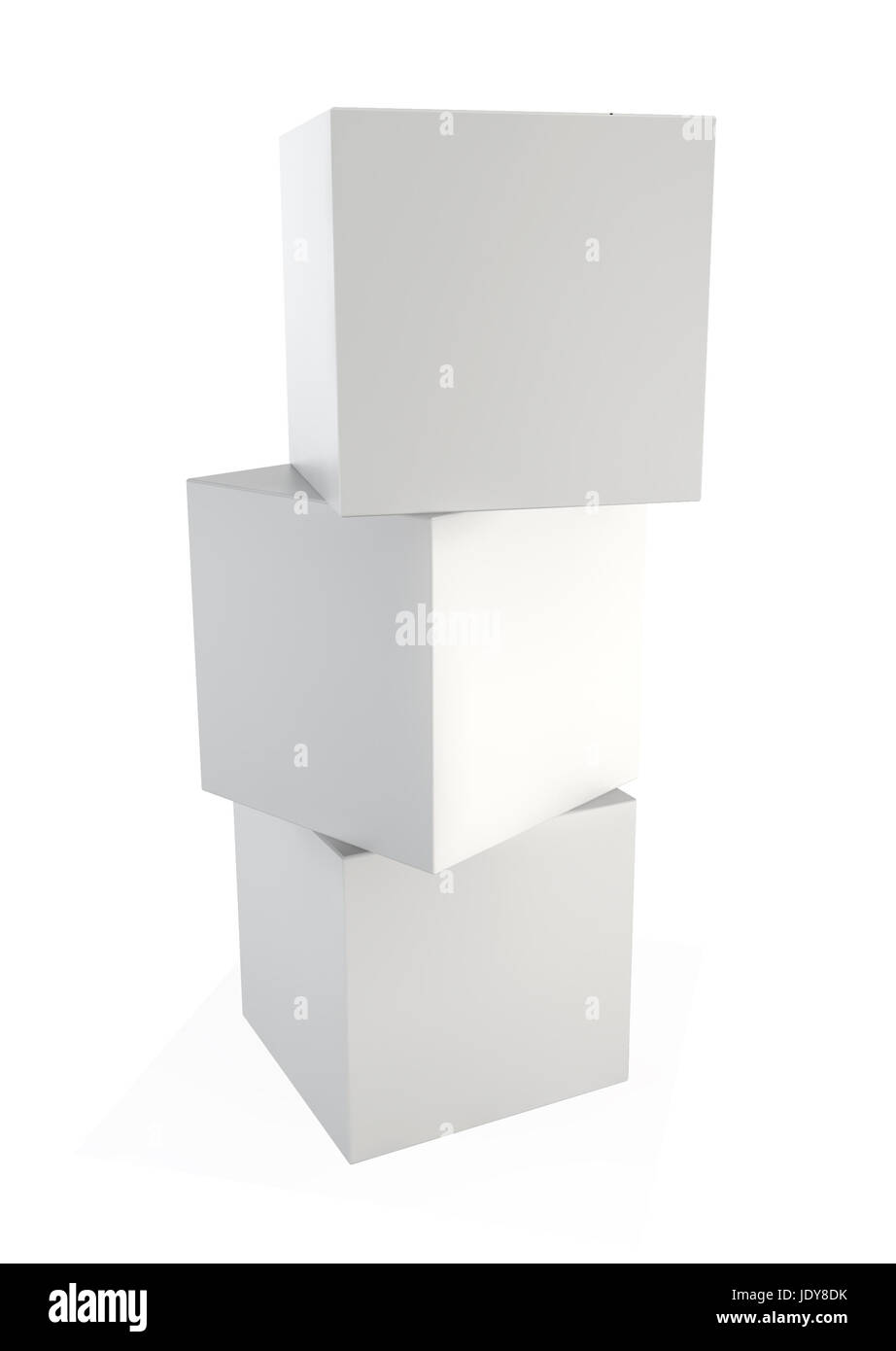 Three cubes. 3d illustration on white background Stock Photo - Alamy