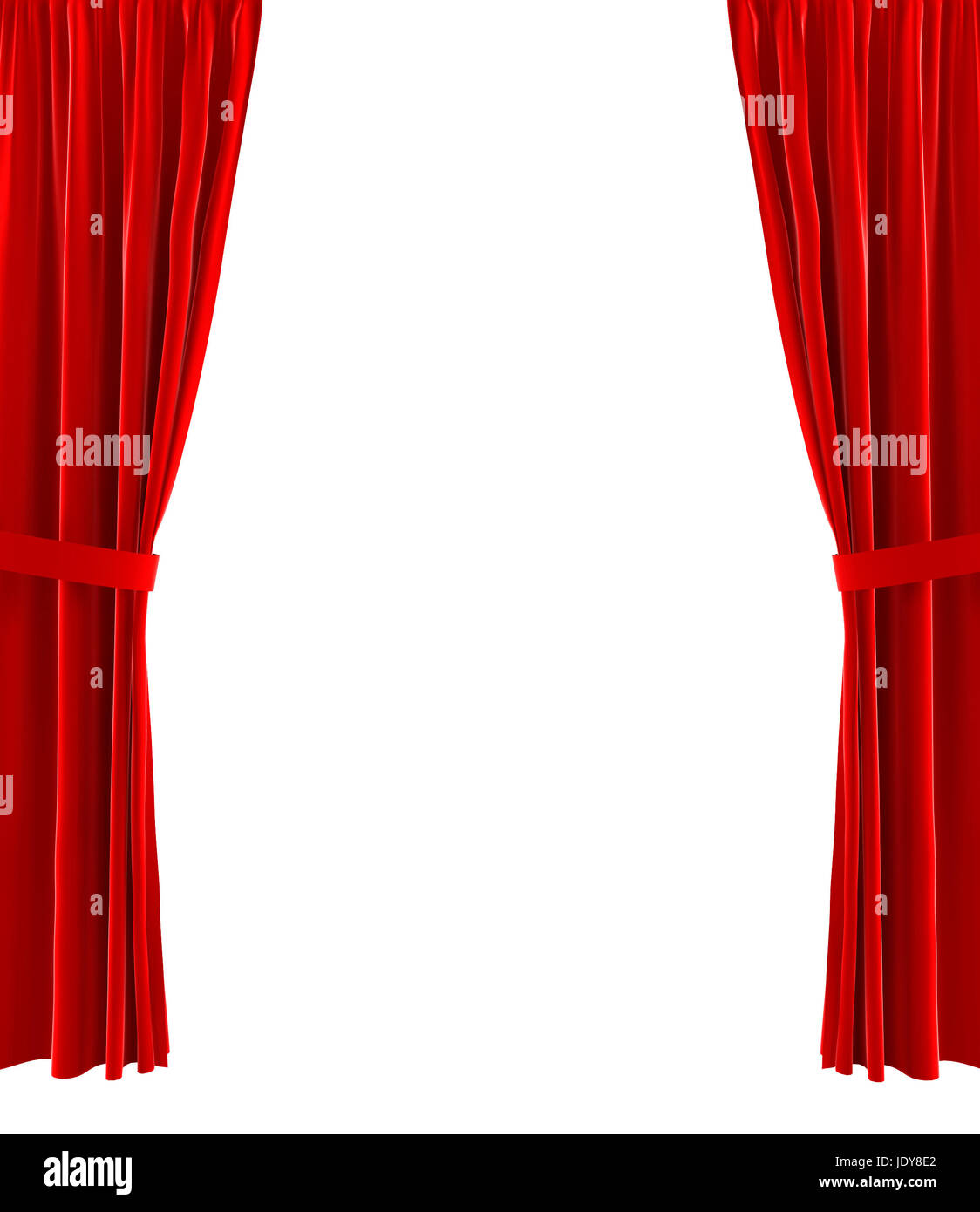 Red curtains. 3d illustration on white background Stock Photo - Alamy