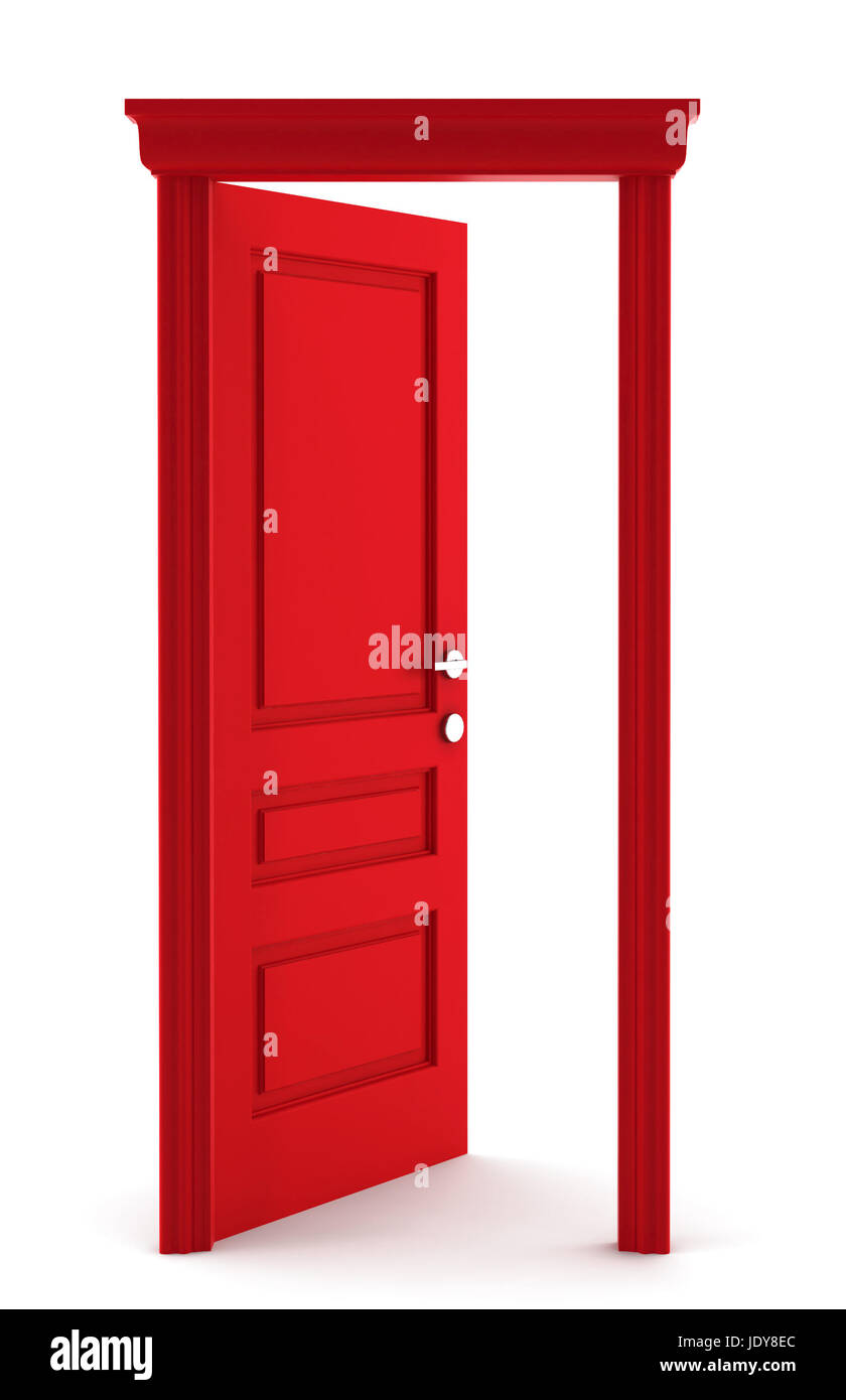 Red door. 3d illustration on white background Stock Photo - Alamy