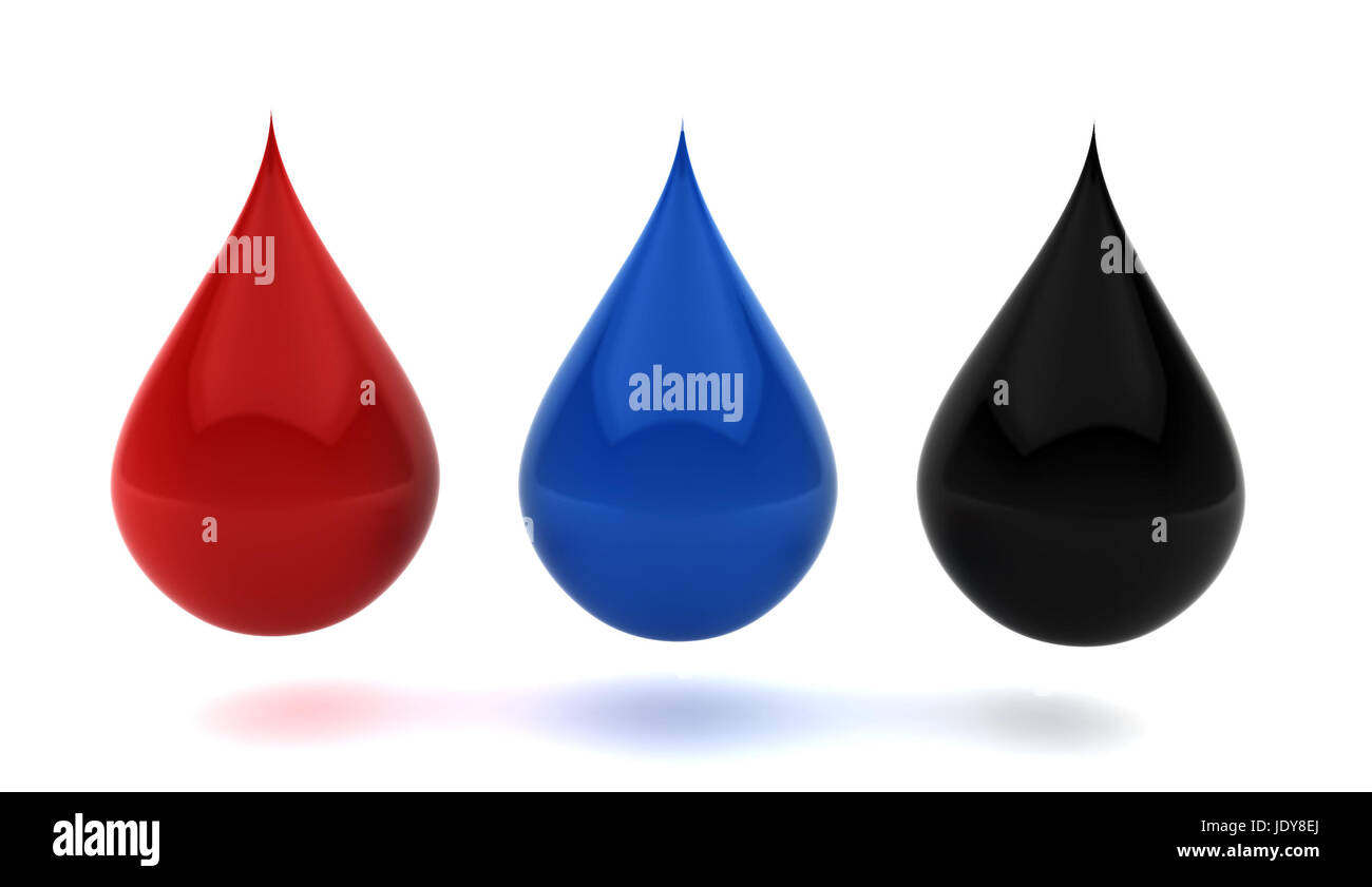 Three drops. 3d illustration on white background Stock Photo - Alamy