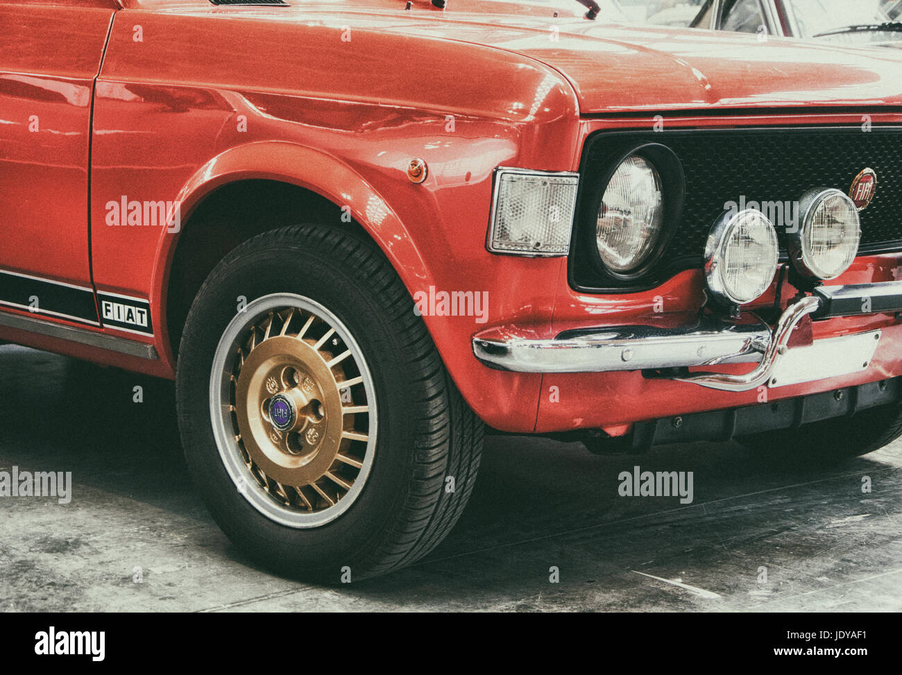 RIMINI , Italy - FEBRARY 12, 2017:Vintage FIAT 128 rally vintage car ...