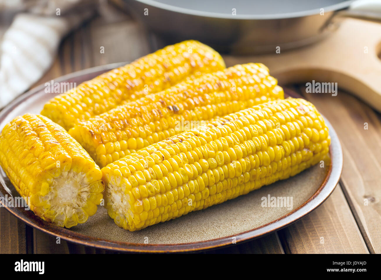 the roasted corn on plate Stock Photo - Alamy