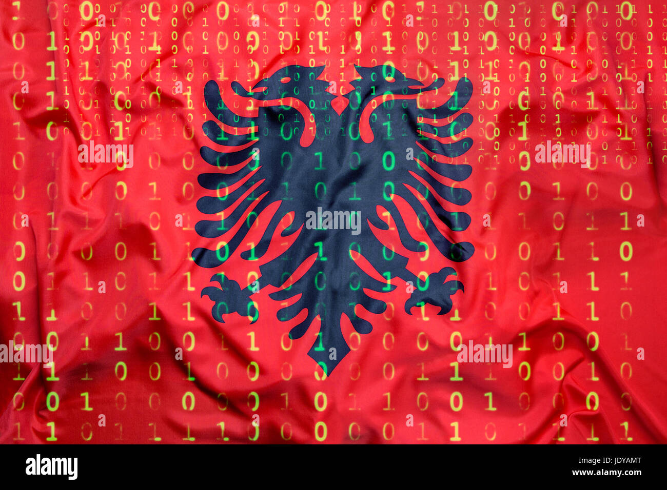 Data protection, binary code with Albania flag Stock Photo - Alamy