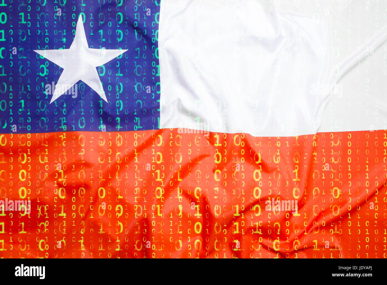 Data protection, binary code with Chile flag Stock Photo - Alamy