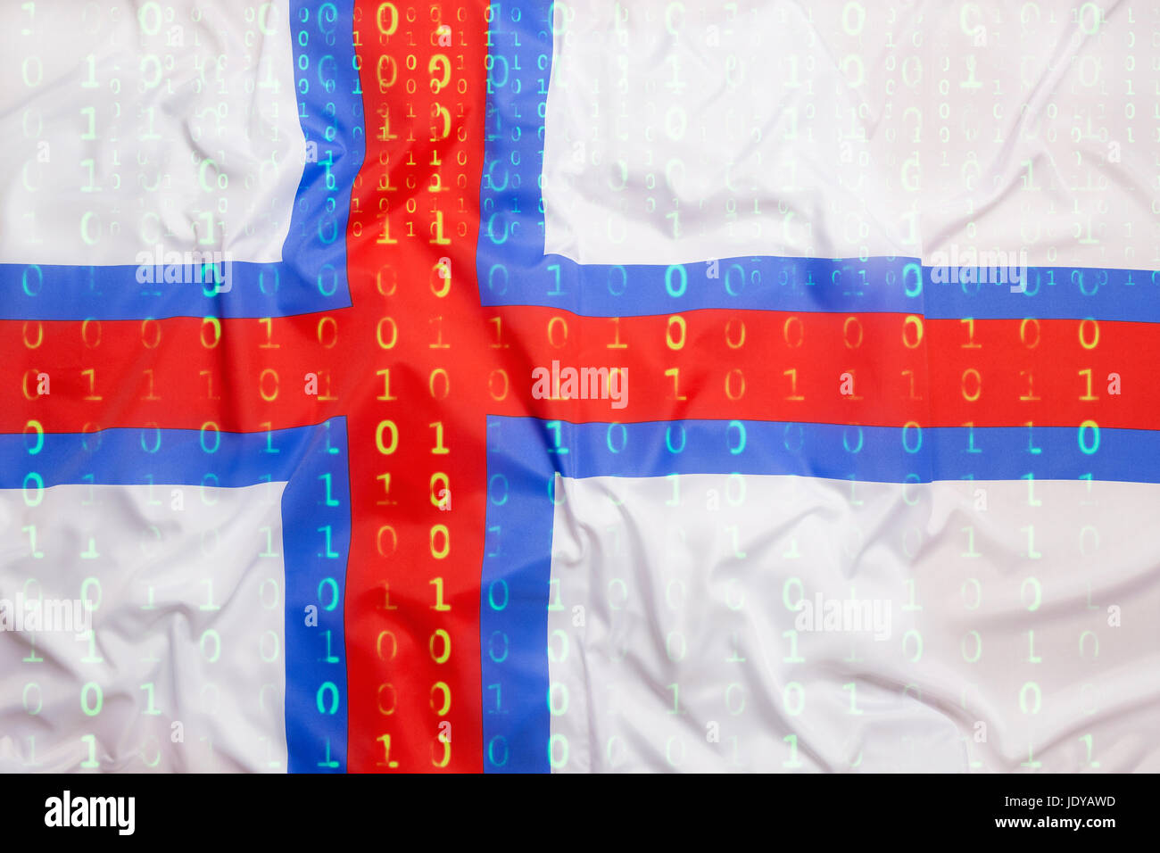 Data protection, binary code with Faroe Islands flag Stock Photo - Alamy
