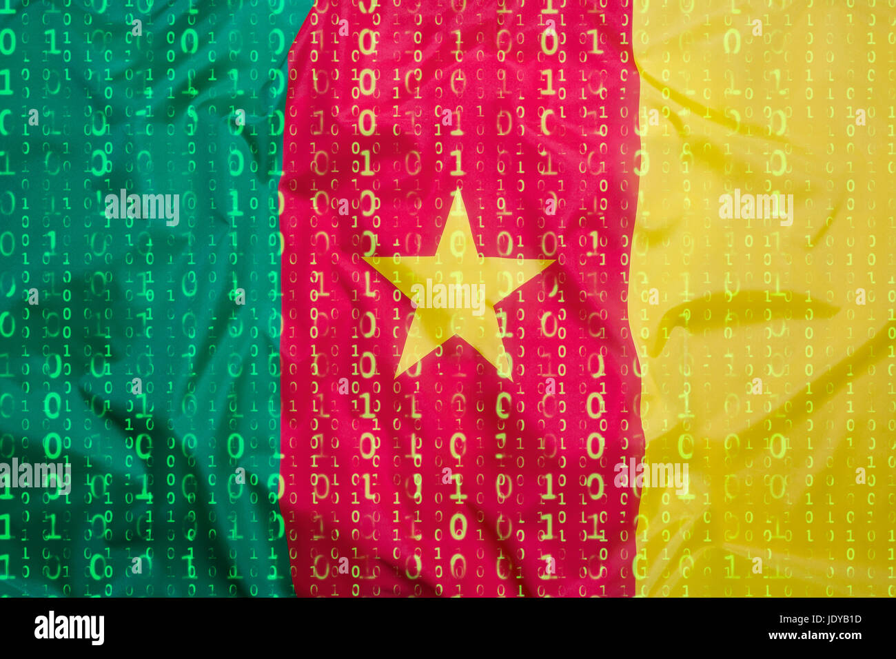Data protection, binary code with Cameroon flag Stock Photo - Alamy