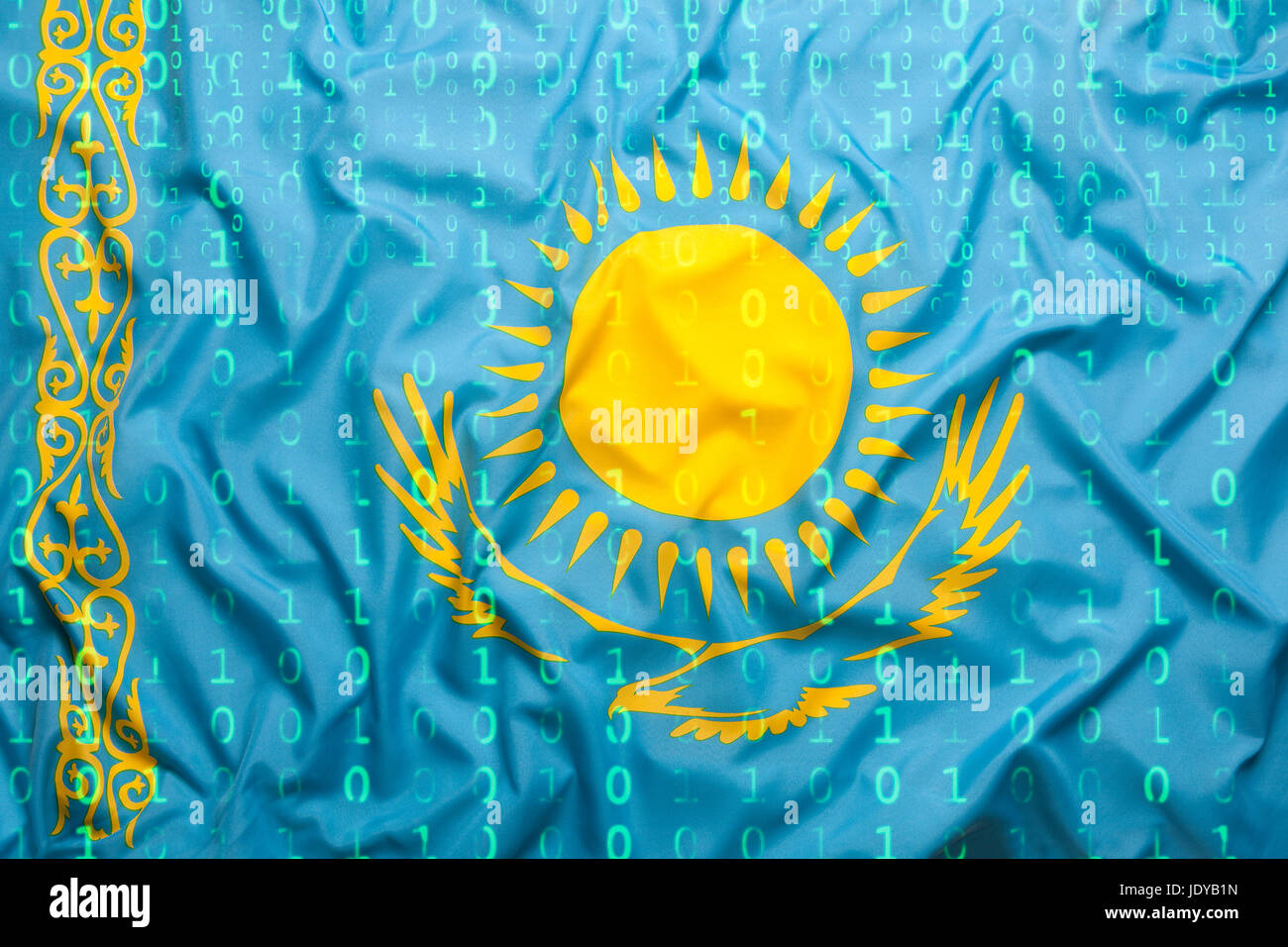 Data protection, binary code with Kazakhstan flag Stock Photo - Alamy
