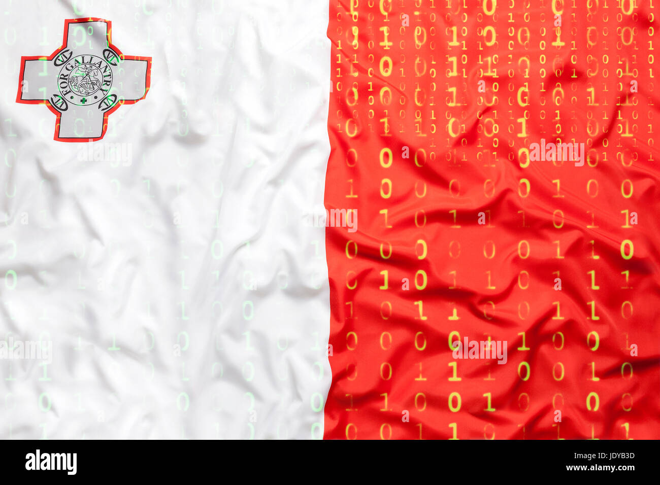 Data protection, binary code with Malta flag Stock Photo - Alamy