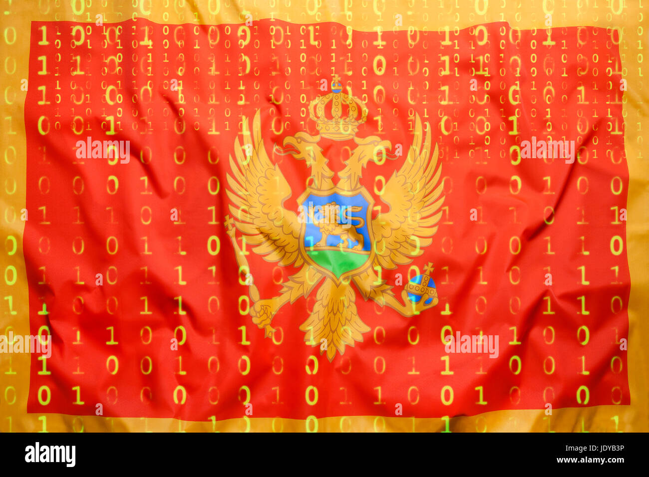 Data protection, binary code with Montenegro flag Stock Photo - Alamy