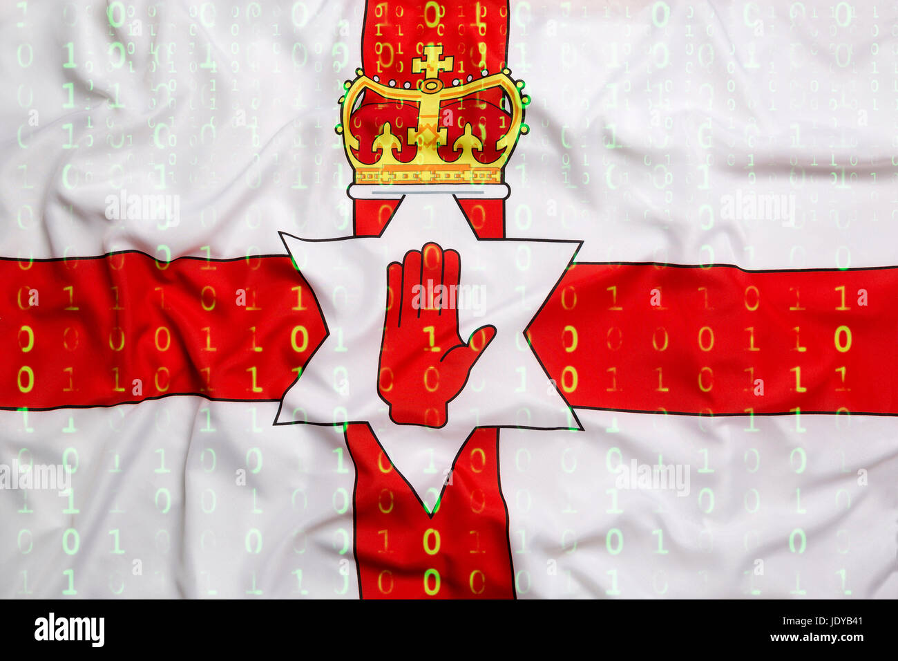 Data protection, binary code with Northern Ireland flag Stock Photo - Alamy