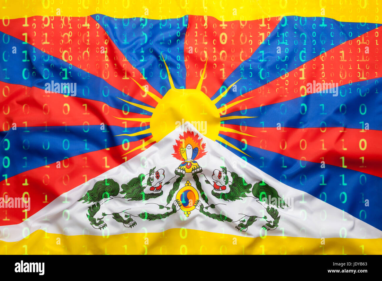 Data protection, binary code with Tibet flag Stock Photo - Alamy