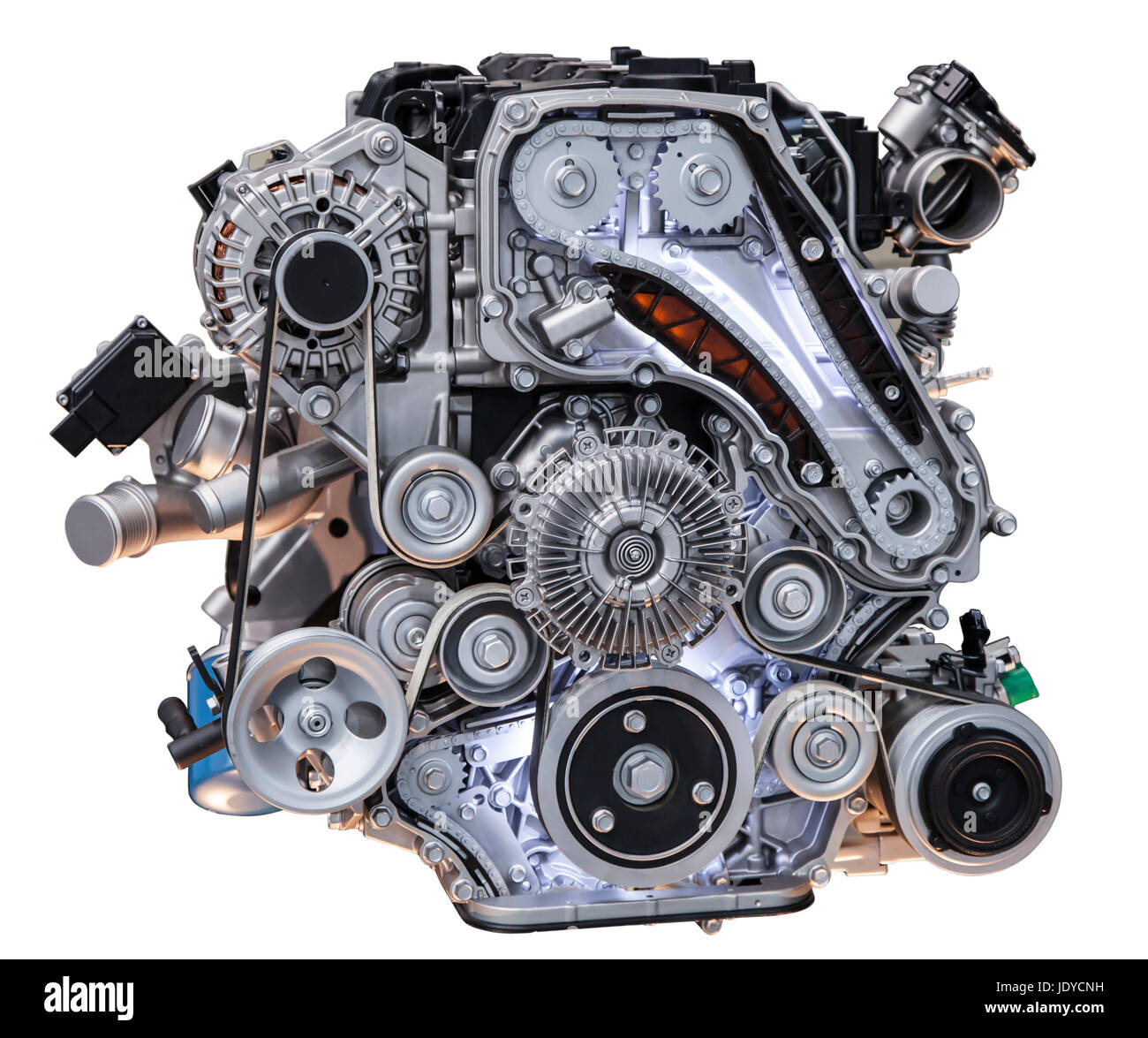 Modern turbo diesel truck engine isolated on white background Stock ...