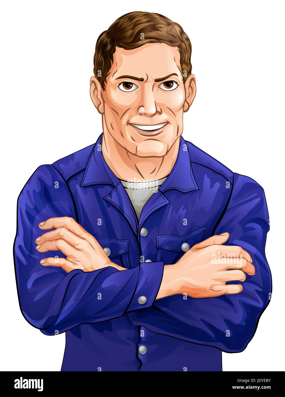 Cartoon happy man folded arms hi-res stock photography and images - Alamy