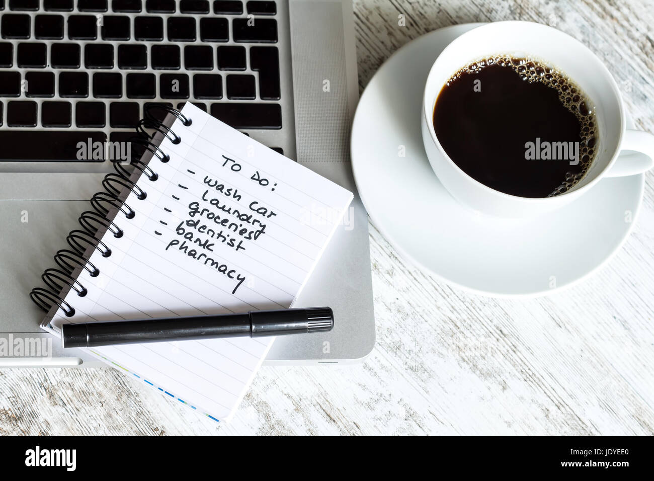 To do list meanwhile having a coffee Stock Photo - Alamy