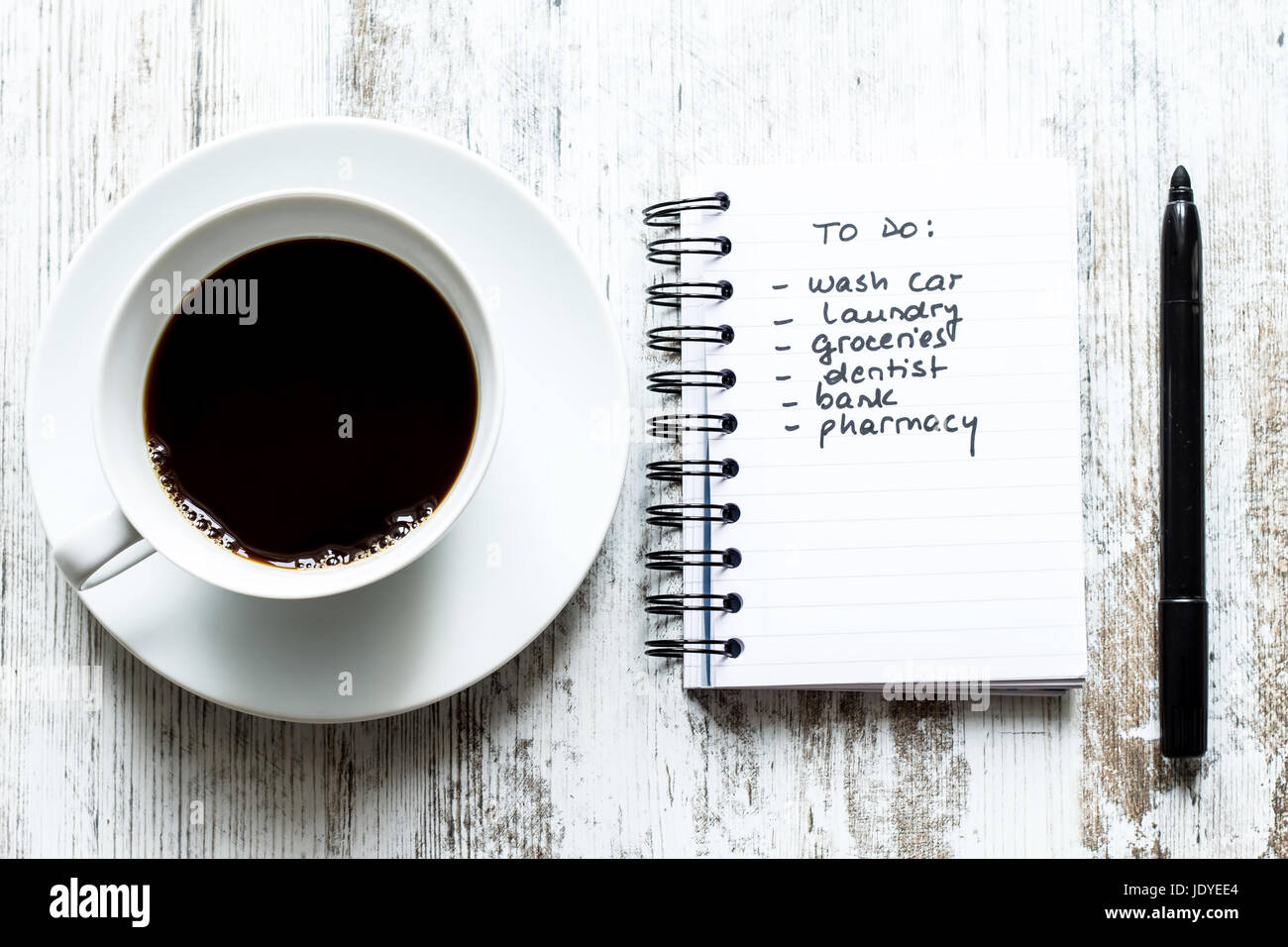 To do list meanwhile having a coffee Stock Photo - Alamy