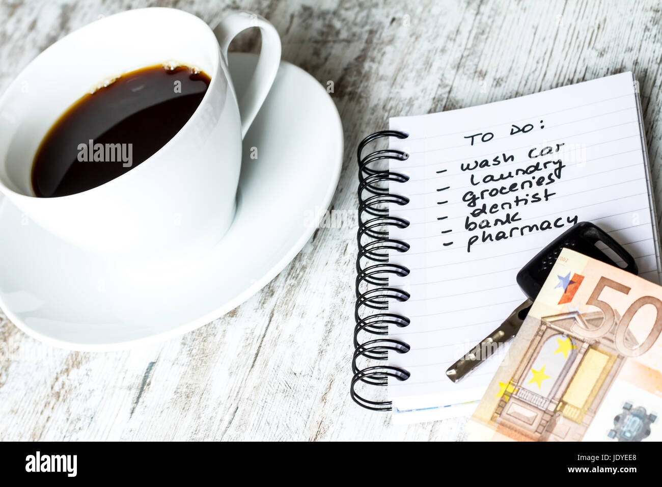 To do list meanwhile having a coffee Stock Photo - Alamy