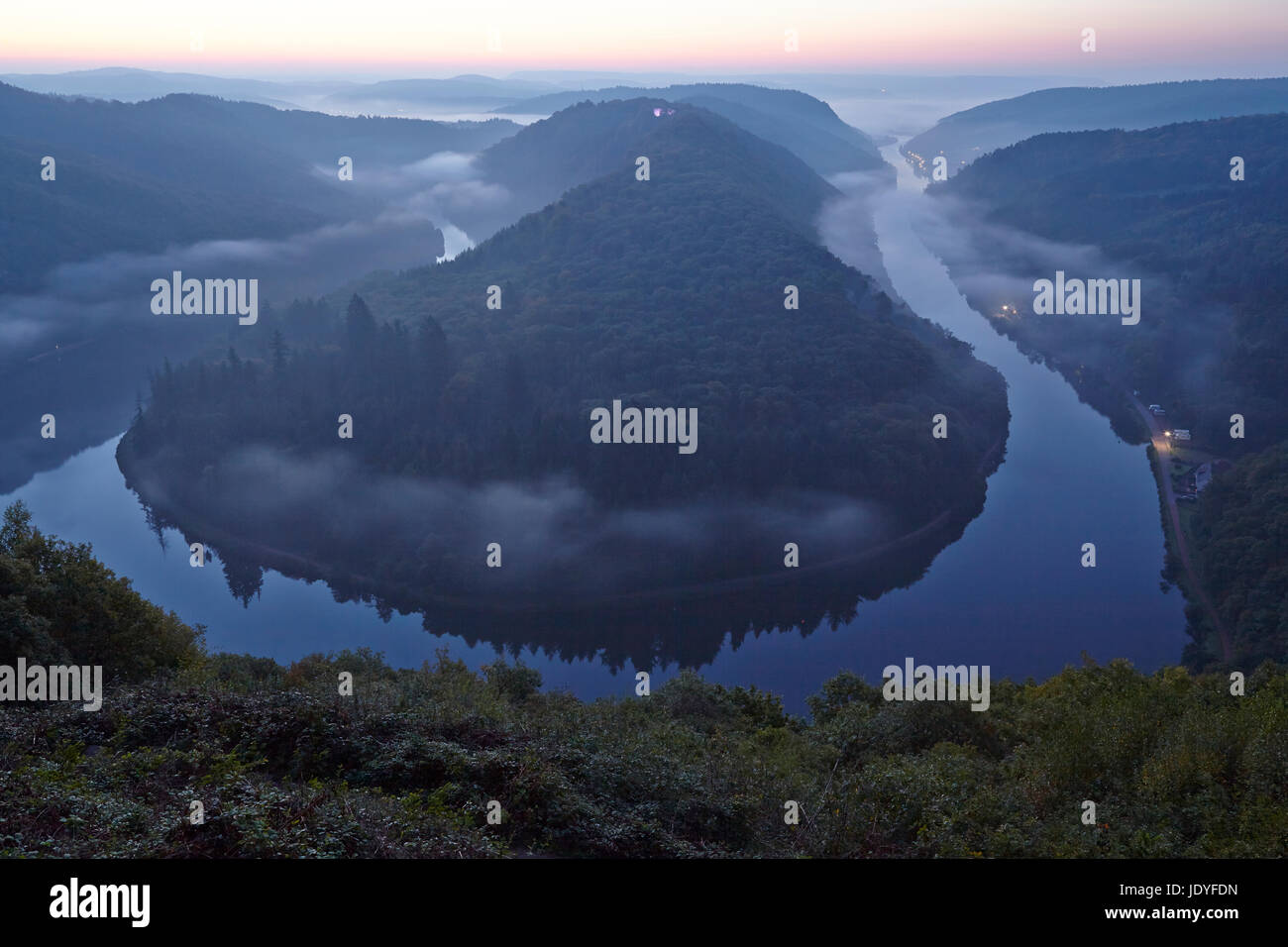 The Saar Loop (Saarland, Germany) near Mettlach at sunrise with some ...