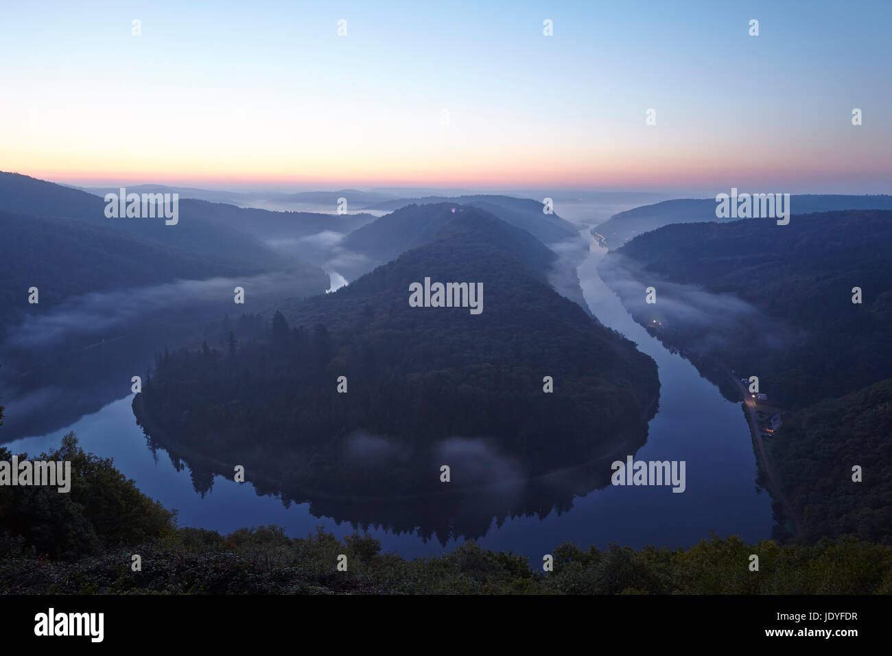 The Saar Loop (Saarland, Germany) near Mettlach at sunrise with some ...