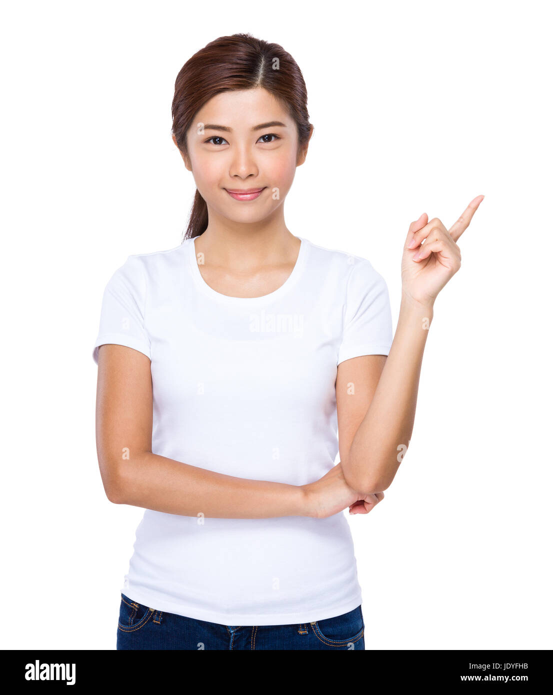 Asian woman think of idea Stock Photo - Alamy