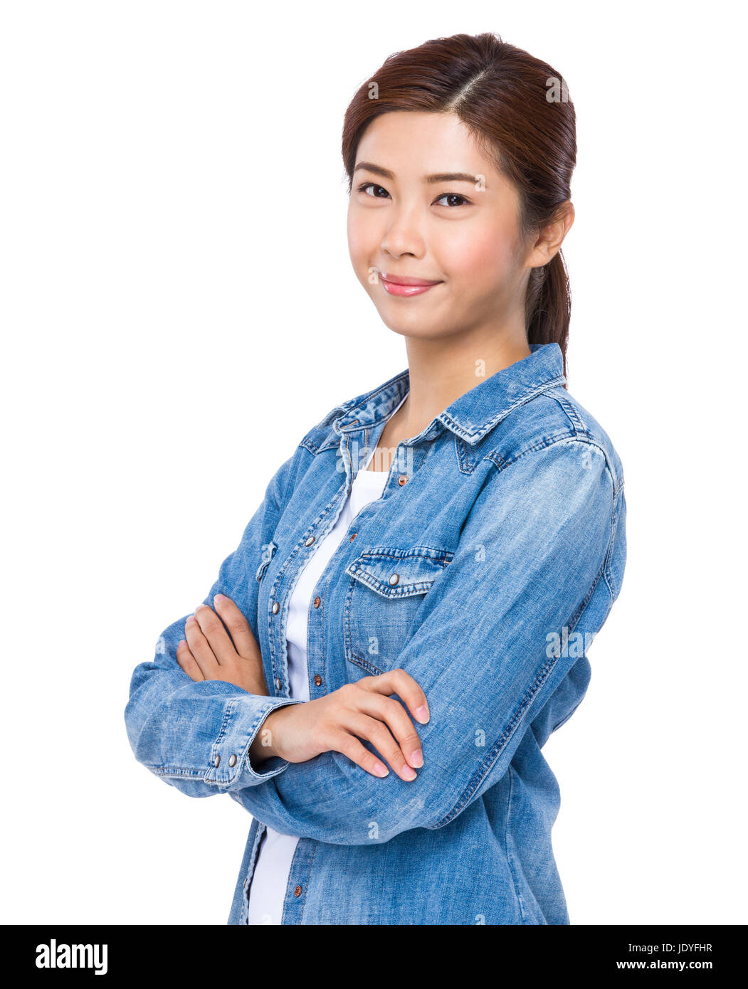 Woman cross arm Stock Photo - Alamy