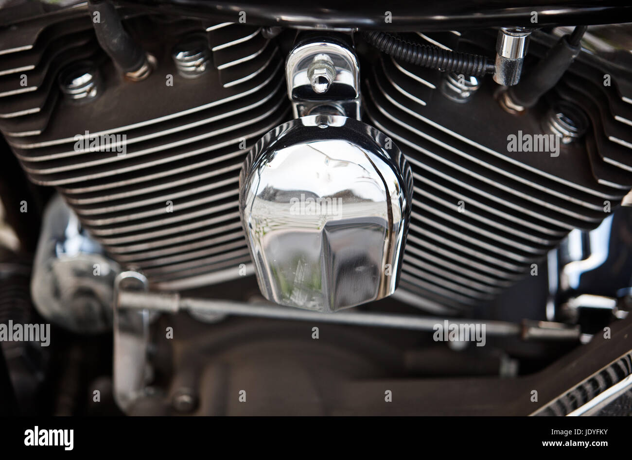 Close up of an engine of a silver shining motorbike Stock Photo - Alamy