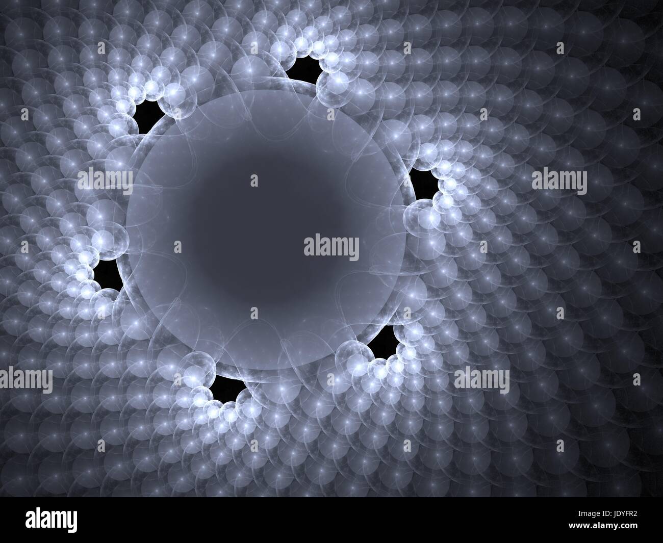 Abstract background with spherical shapes in a radial pattern, with a ...