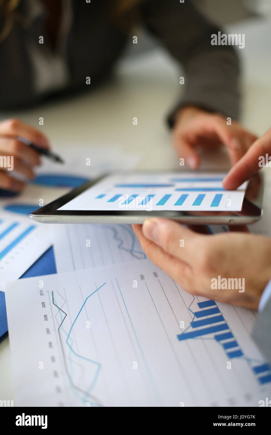 Business plan presentation on digital tablet Stock Photo - Alamy