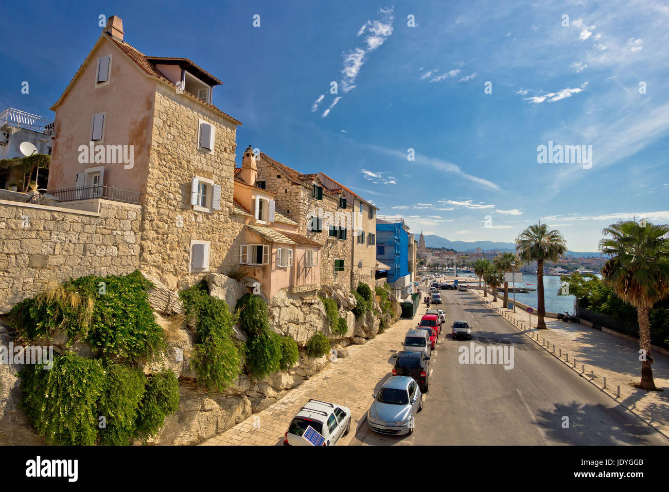 Split houses on the rock, waterfront view in Dalmatia, Croatia Stock ...