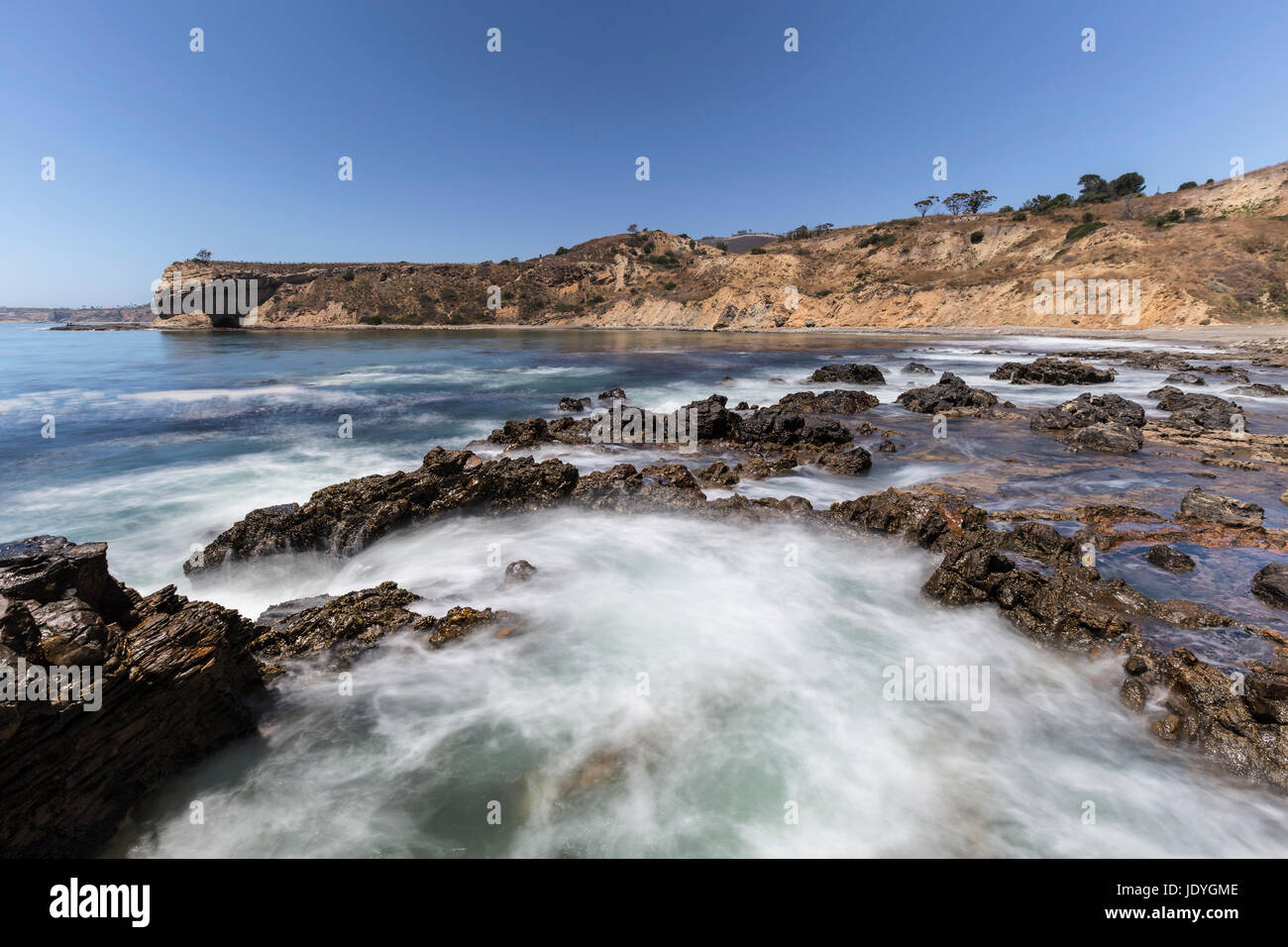 Tidal pool motion blur water at Abalone Cove Shoreline Park in Southern ...