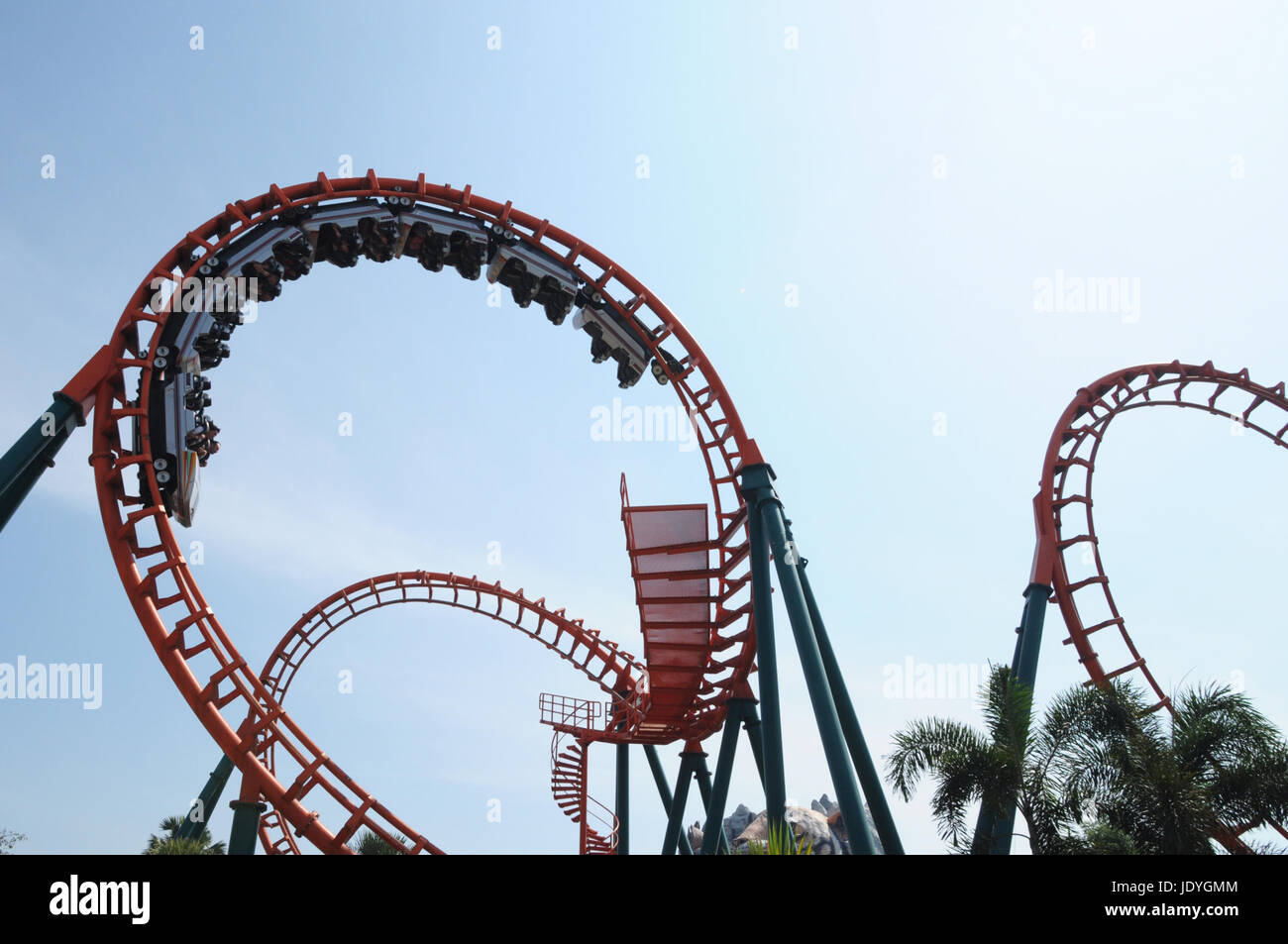 Rollercoaster view down track hi-res stock photography and images - Alamy