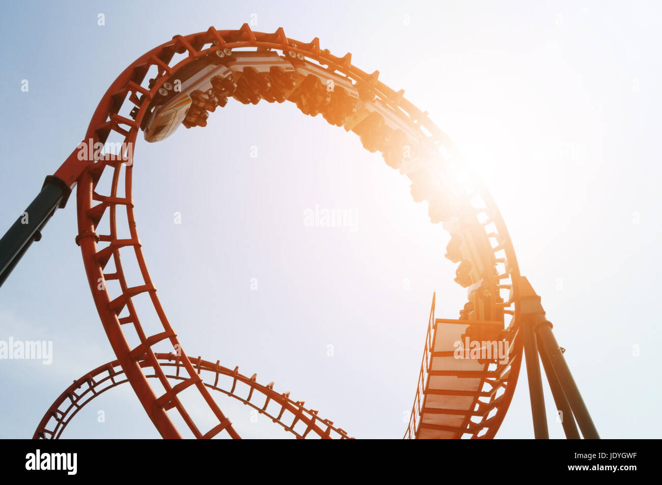 Rollercoaster view down track hi-res stock photography and images - Alamy