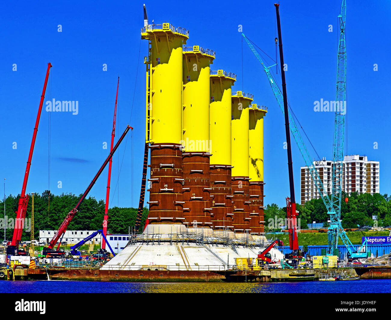 Large floating wind turbines manufactured at Wallsend Neptune Offshore ...
