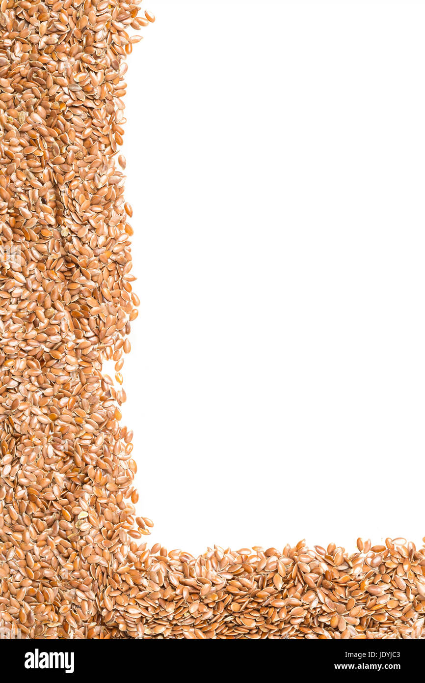 Raw, unprocessed linseed or flax seed background corner border Stock ...
