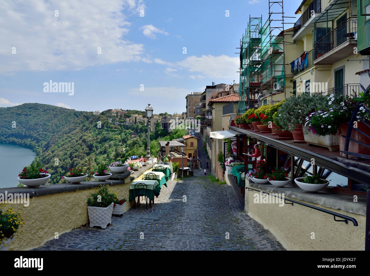 Village of Castel Gandolfo Looking with Lake Albano below, village on ...